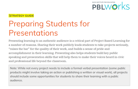 Preparing Students for Presentations | MyPBLWorks